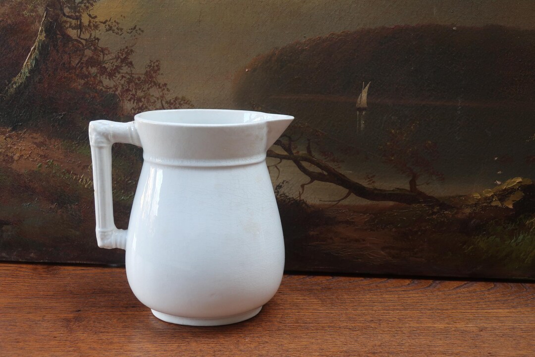Antique White Ironstone Pitcher Homer Laughlin Premium Stone China - Etsy