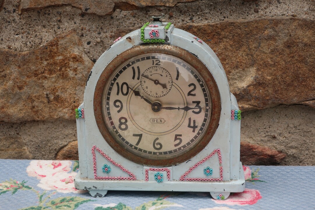 Decorative Alarm Clock "rex" With Shabby Beaded and Painted Accents ...