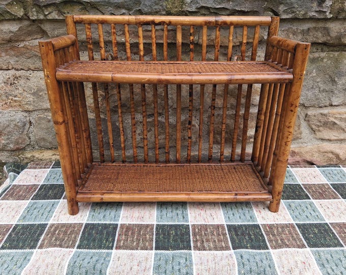 Vintage Bamboo Shelf Unit Plant Stand Display Riser Tabletop Shelf ...