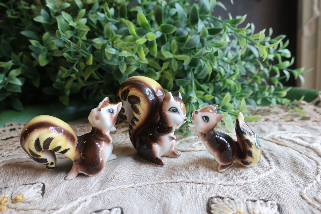 Family of 3 Squirrel Figurines, Vintage Mitake Bone China, Made in ...