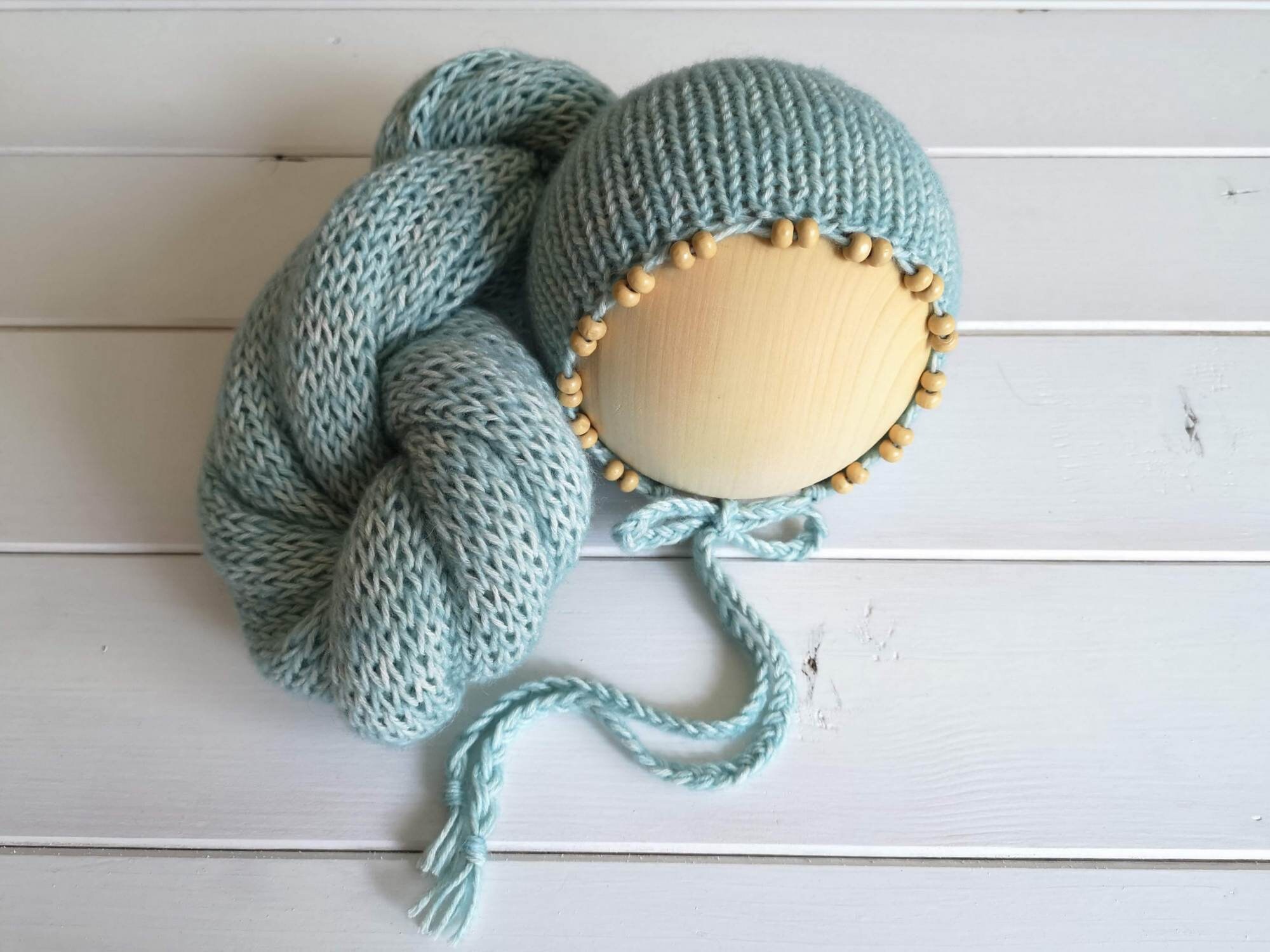 Stretch Knit Newborn Wrap Beaded Bonnet Long Size Knit Newborn - Etsy