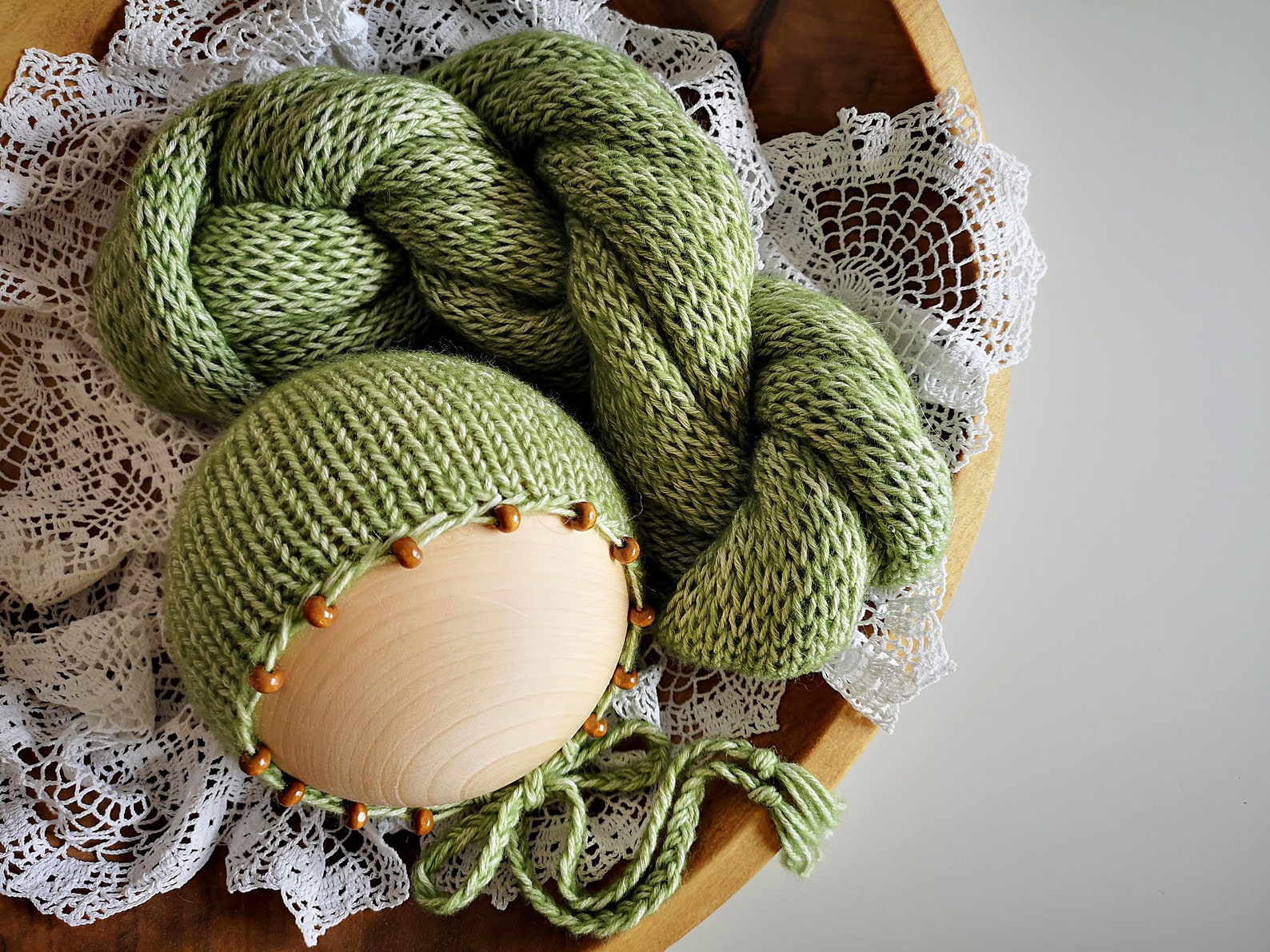 Stretch Knit Newborn Wrap Beaded Bonnet Long Size Knit Newborn - Etsy