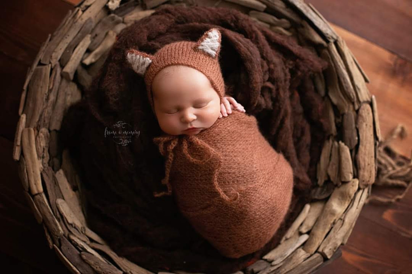 Newborn Foxy Bonnet Knit Mohair Wrap Animal Bonnet and Wrap Set Baby ...