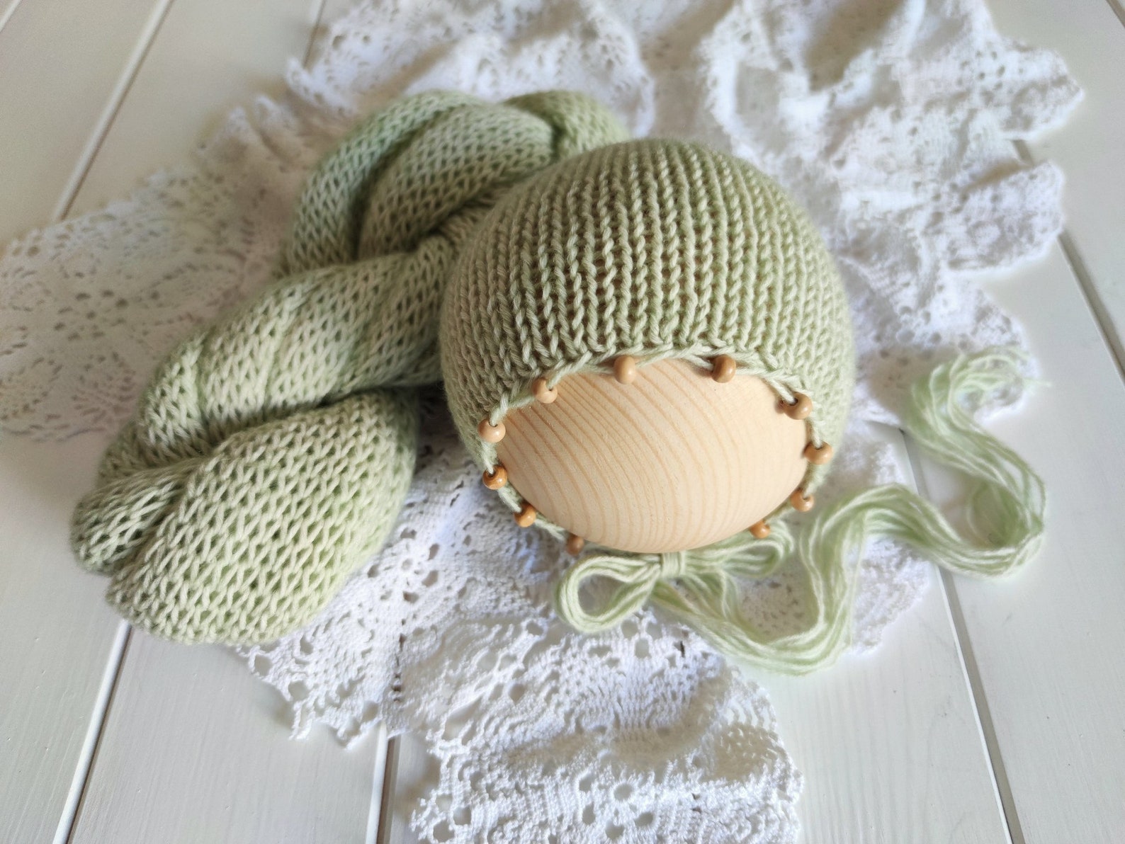 Stretch Knit Newborn Wrap Beaded Bonnet Long Size Knit Newborn - Etsy