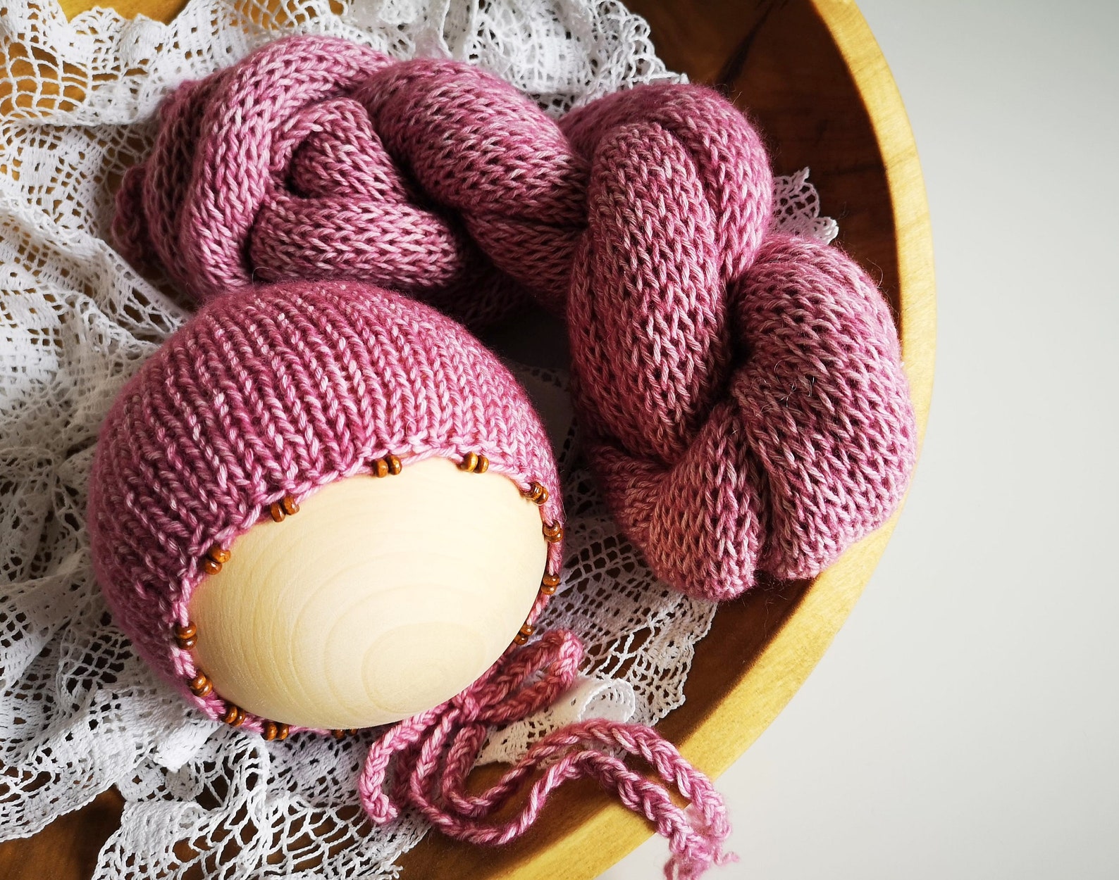 Stretch Knit Newborn Wrap Beaded Bonnet Long Size Knit Newborn - Etsy