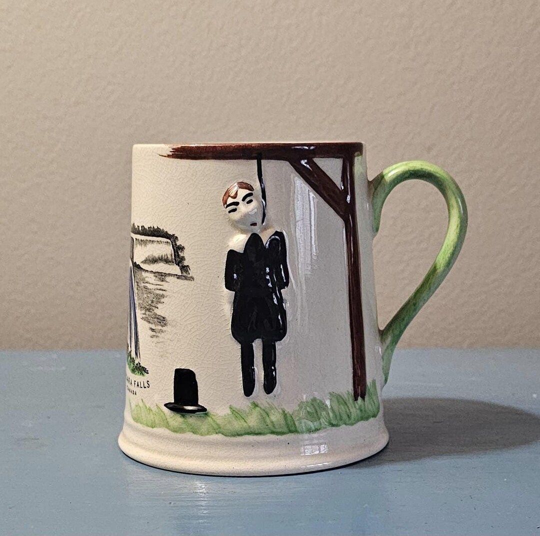 Vintage Carlton Ware Hanging Man Niagara Falls Souvenir Mug Cup Puritan ...