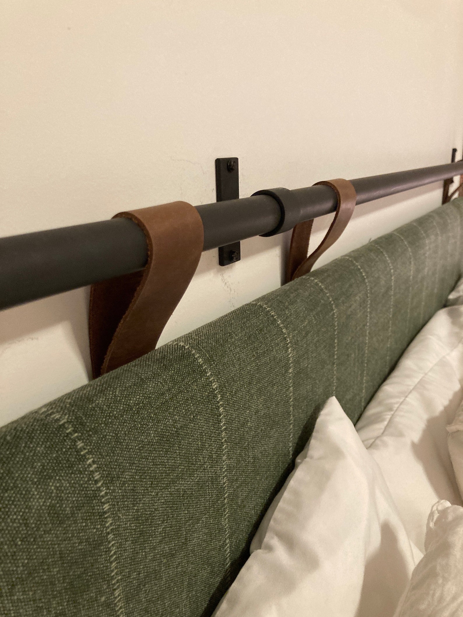 Headboard 1'' Iron Rods With Capped End Brackets, Iron Rods for Padded ...