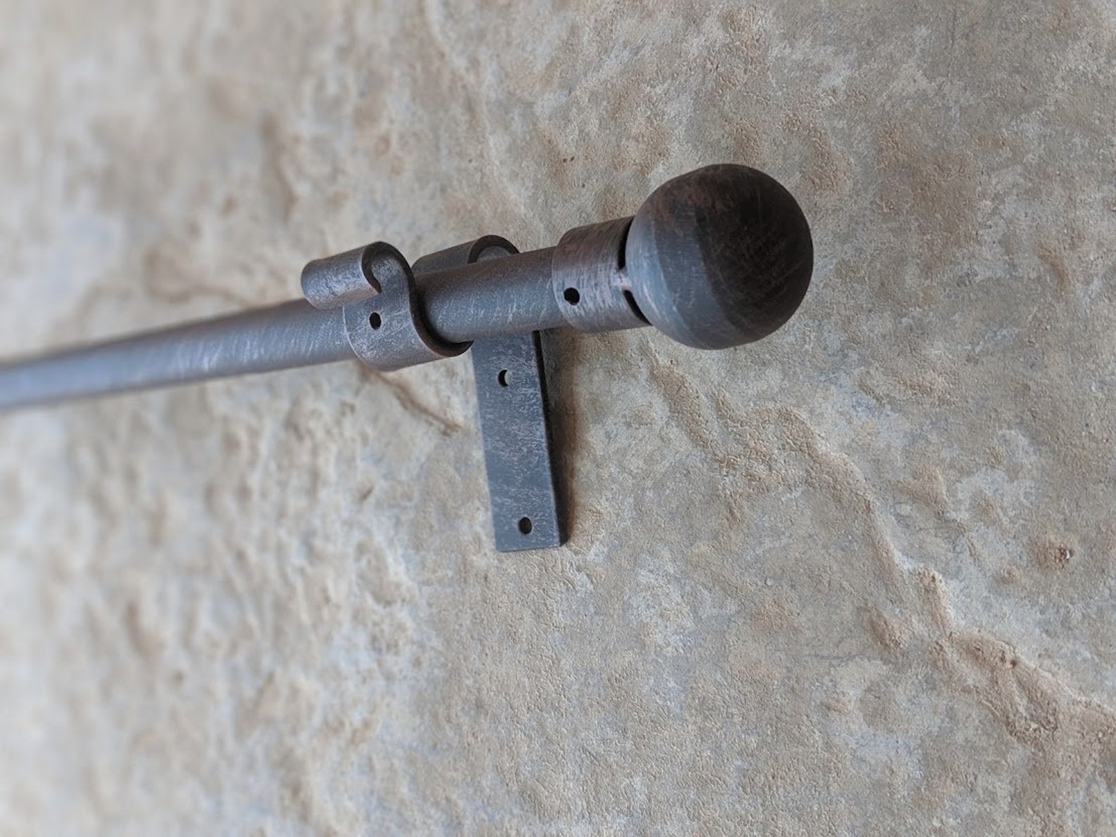 Curtain Iron Rod SET 3/4'' or 1'' Rod With Ball Finials & Brackets ...