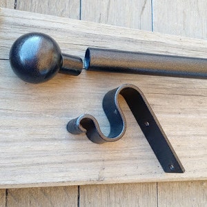 Curtain Iron Rod SET 3/4'' or 1'' Rod With Ball Finials & Brackets ...