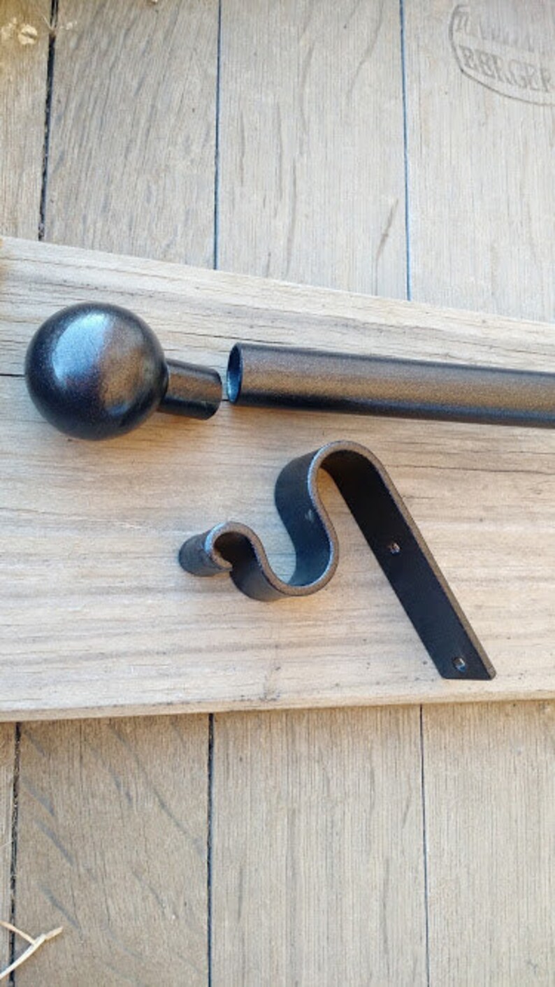 Curtain Iron Rod SET 3/4'' or 1'' Rod With Ball Finials & Brackets ...