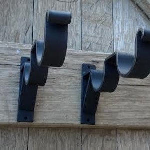 Iron Double Rod Bracket for 1''-2'' Rods, 1-EA Hand Forged, Heavy Duty ...