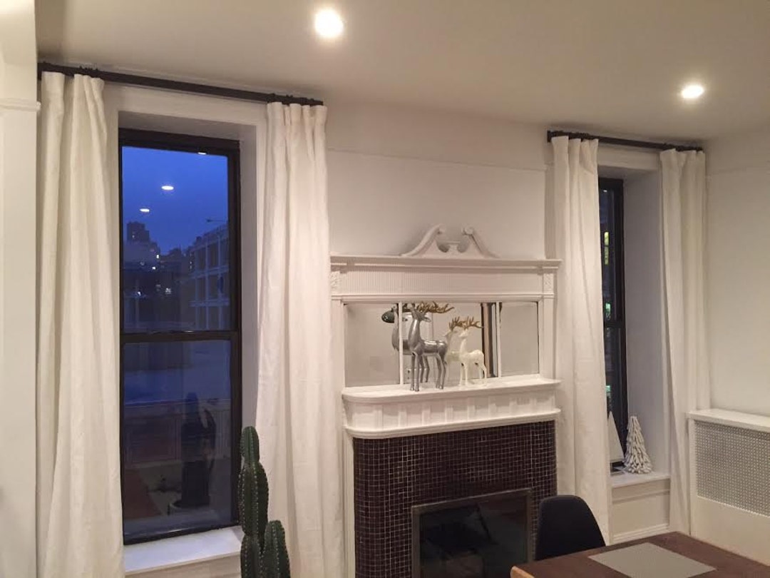 Modern Square Drapery Iron Rod. Eclectic Curtain Rod, Industrial ...