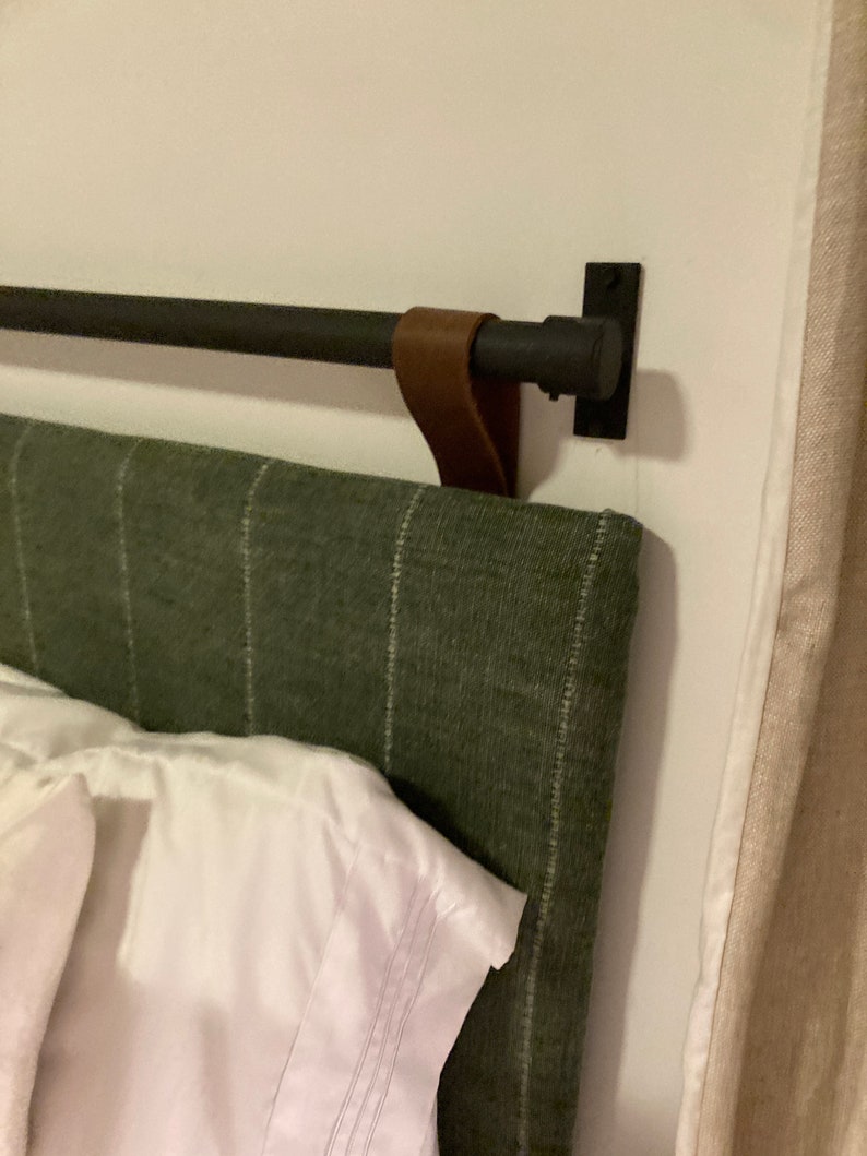 Headboard 1'' Iron Rods With Capped End Brackets, Iron Rods for Padded ...