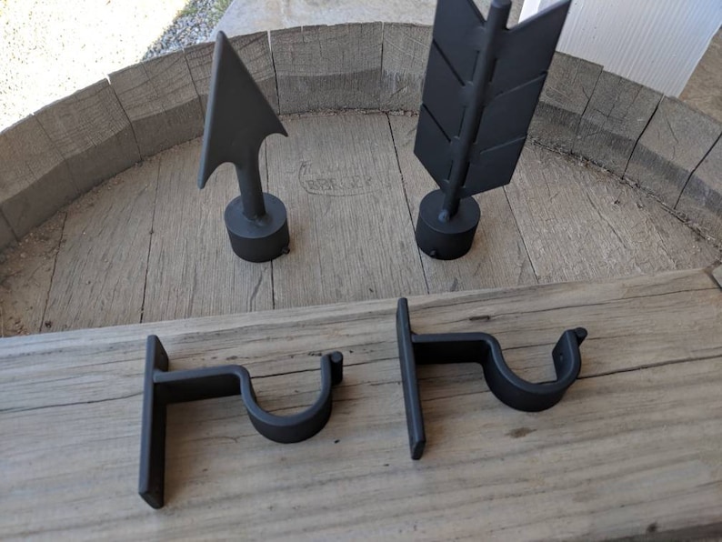 Iron Rod STYLE 2 Feather and Arrow Drapery Rod SET Country | Etsy