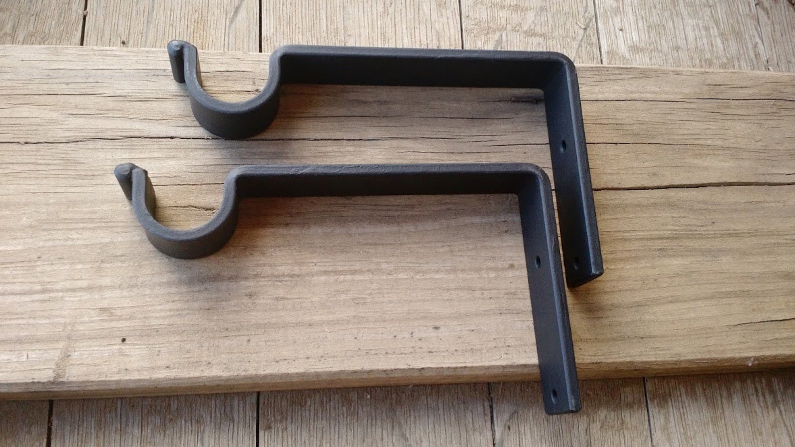 SB206 Round Rod Iron Brackets, Wood Pole Iron Bracket (1-EACH) Drapery ...