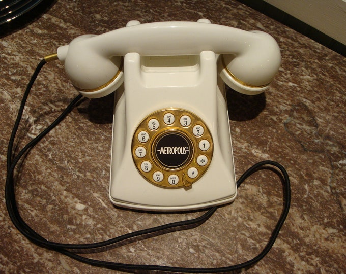 Telephone Conairphone Metropolis Push Button White With Gold - Etsy