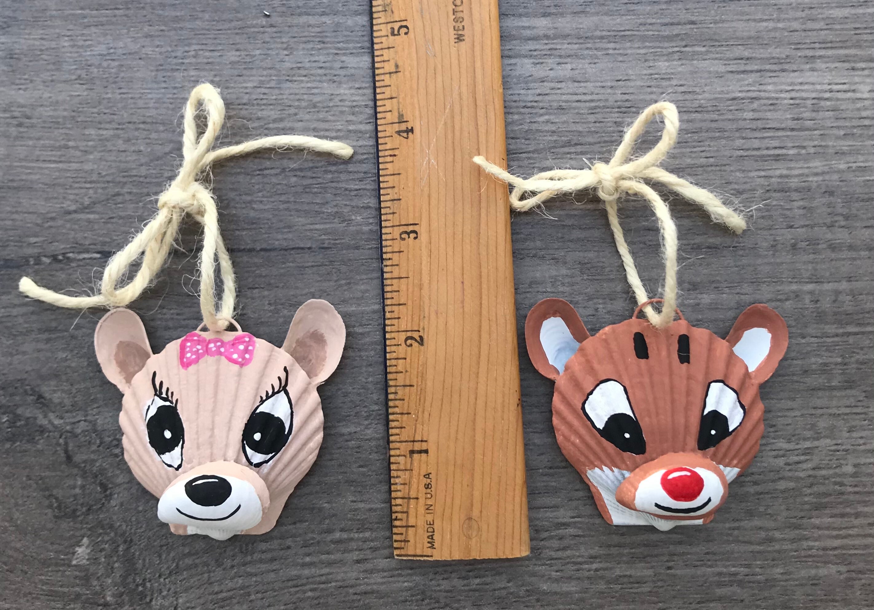 Seashell Rudolph the Red Nosed Reindeer and Clarice Ornaments ...