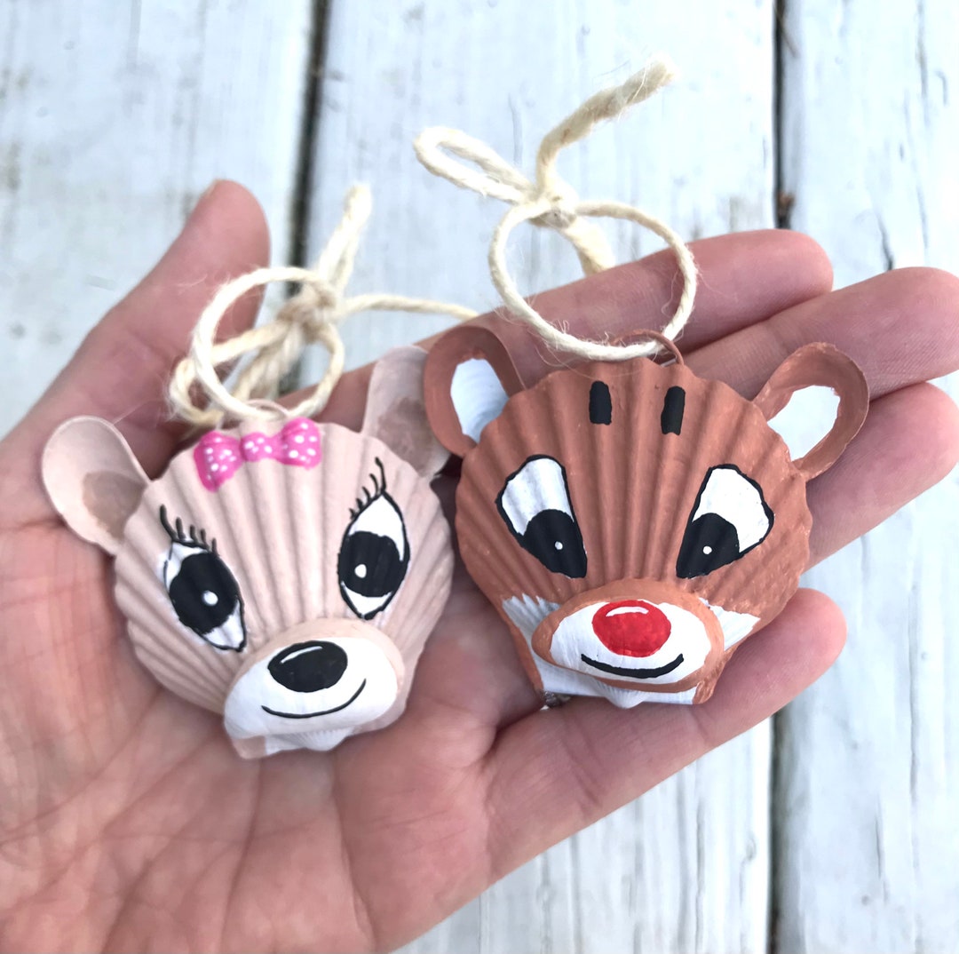 Seashell Rudolph the Red Nosed Reindeer and Clarice Ornaments ...