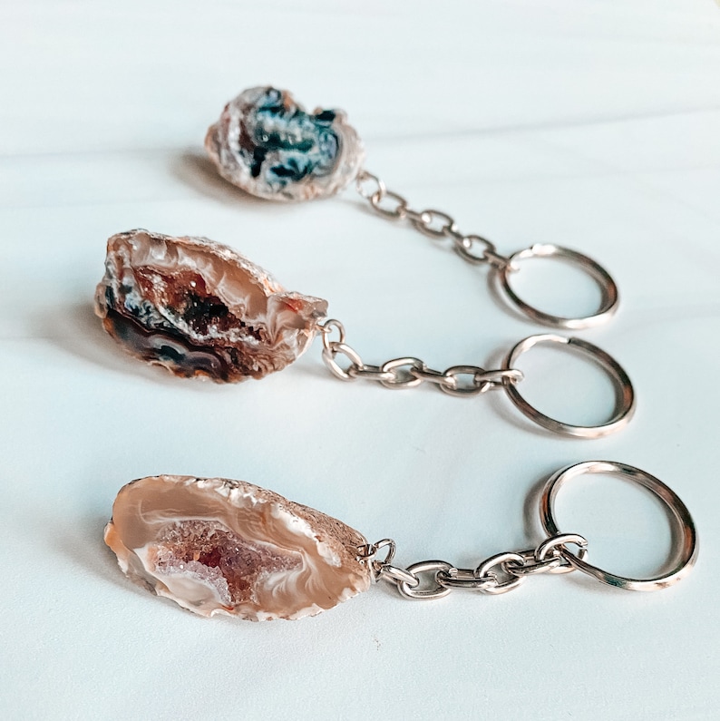 Druzy Agate Keychain: Natural Stone Geode - Etsy