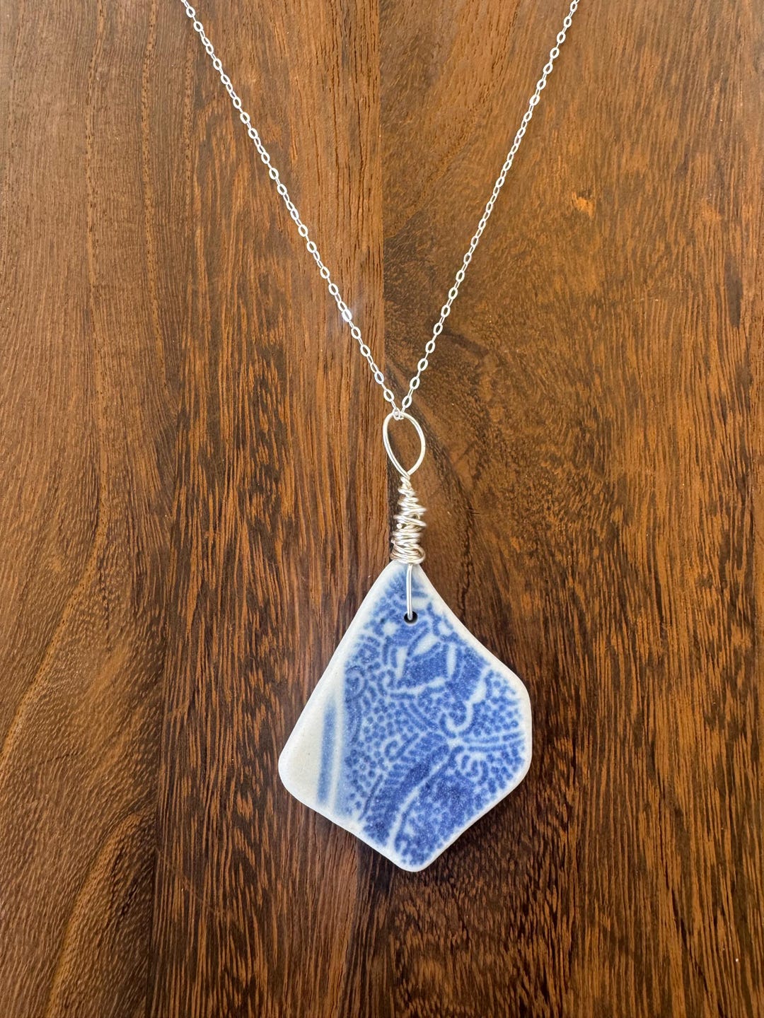 Large Japanese Ocean Tumbled Pottery Pendant - Etsy