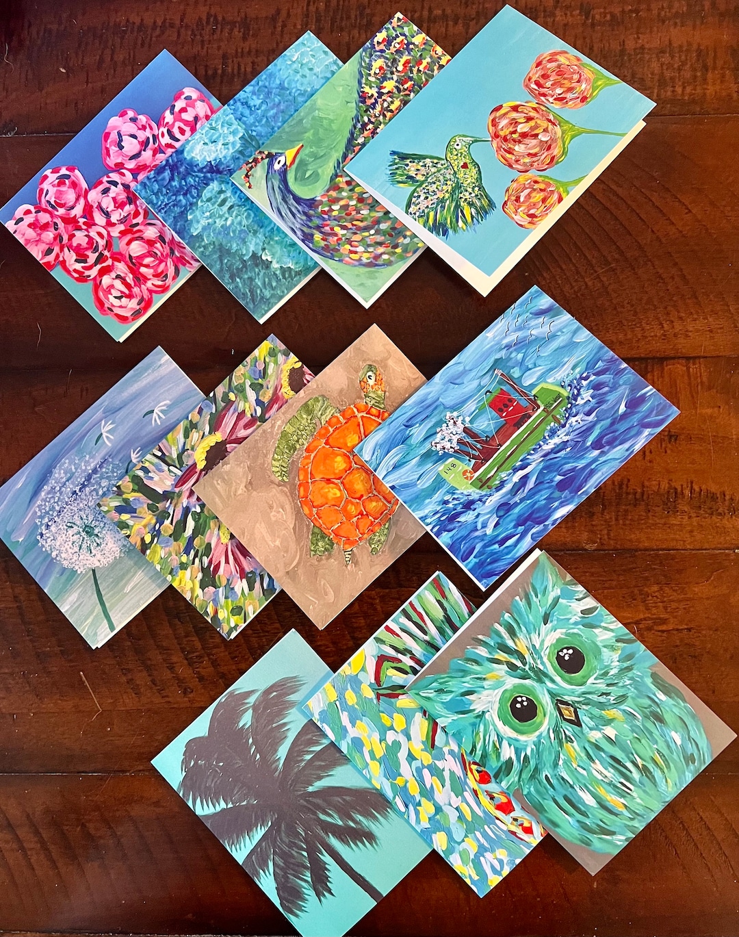 11 Painted Artwork Note Card Bundle - Etsy
