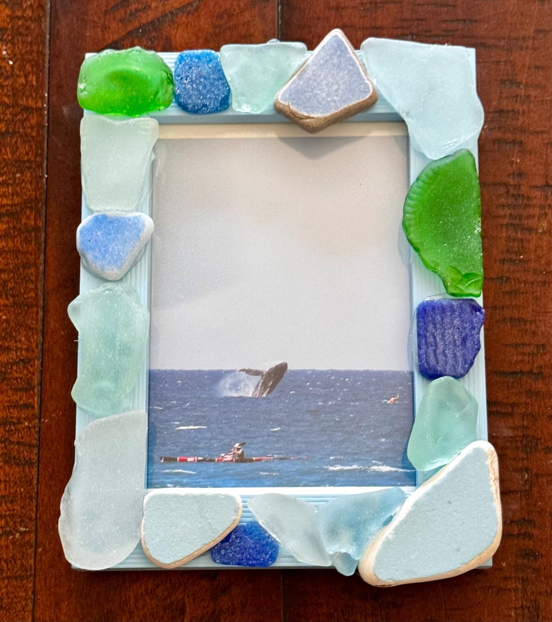 Seaglass Frame With Photograph of a Whale Breaching - Etsy