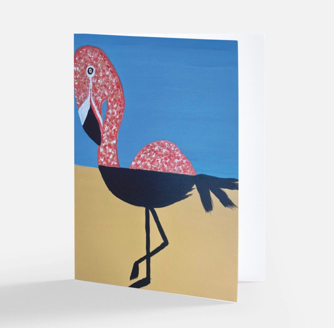 Flamingo Art Note Card - Etsy