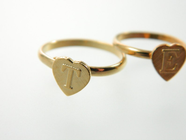Vintage Heart Monogram Ring Adjustable Ring | Etsy