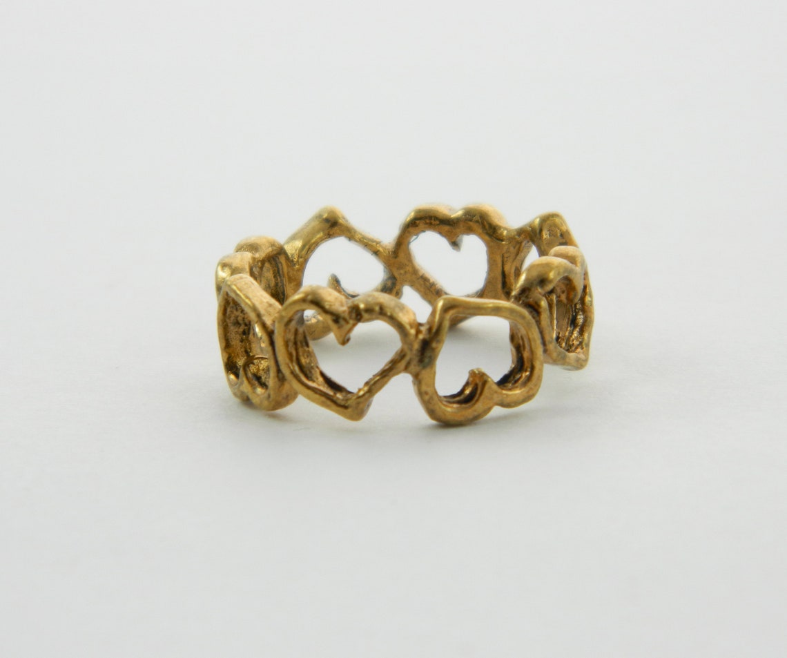 Antiqued Gold Heart Band - Etsy