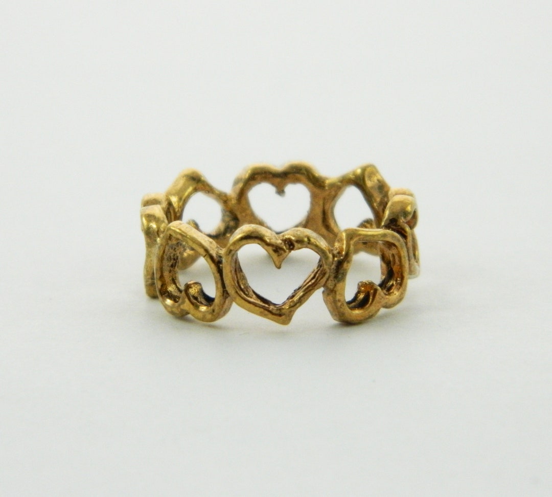 Antiqued Gold Heart Band - Etsy