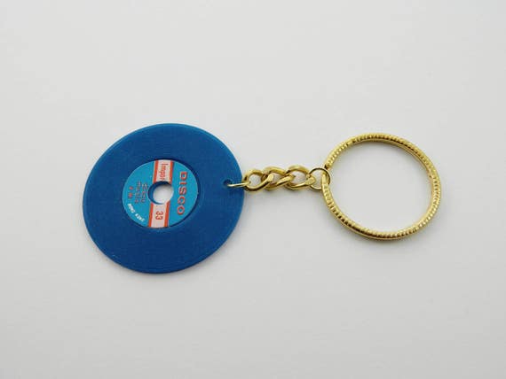 Vintage Vinyl Keychain in Blue | Etsy