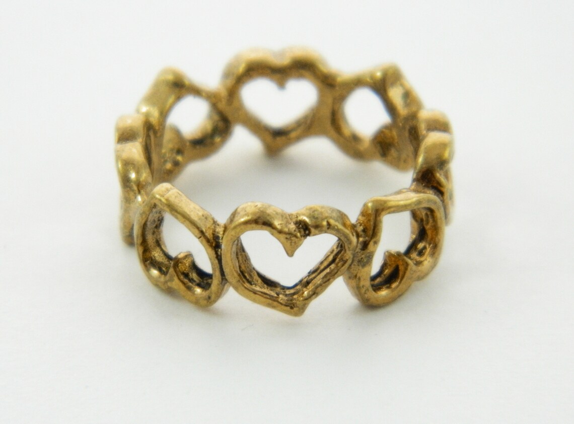 Antiqued Gold Heart Band - Etsy