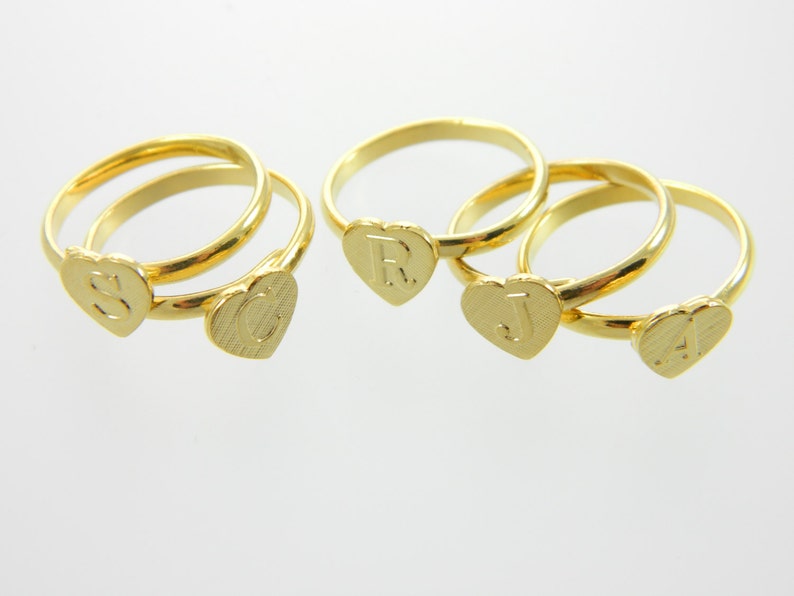 Vintage Heart Monogram Ring Adjustable Ring | Etsy