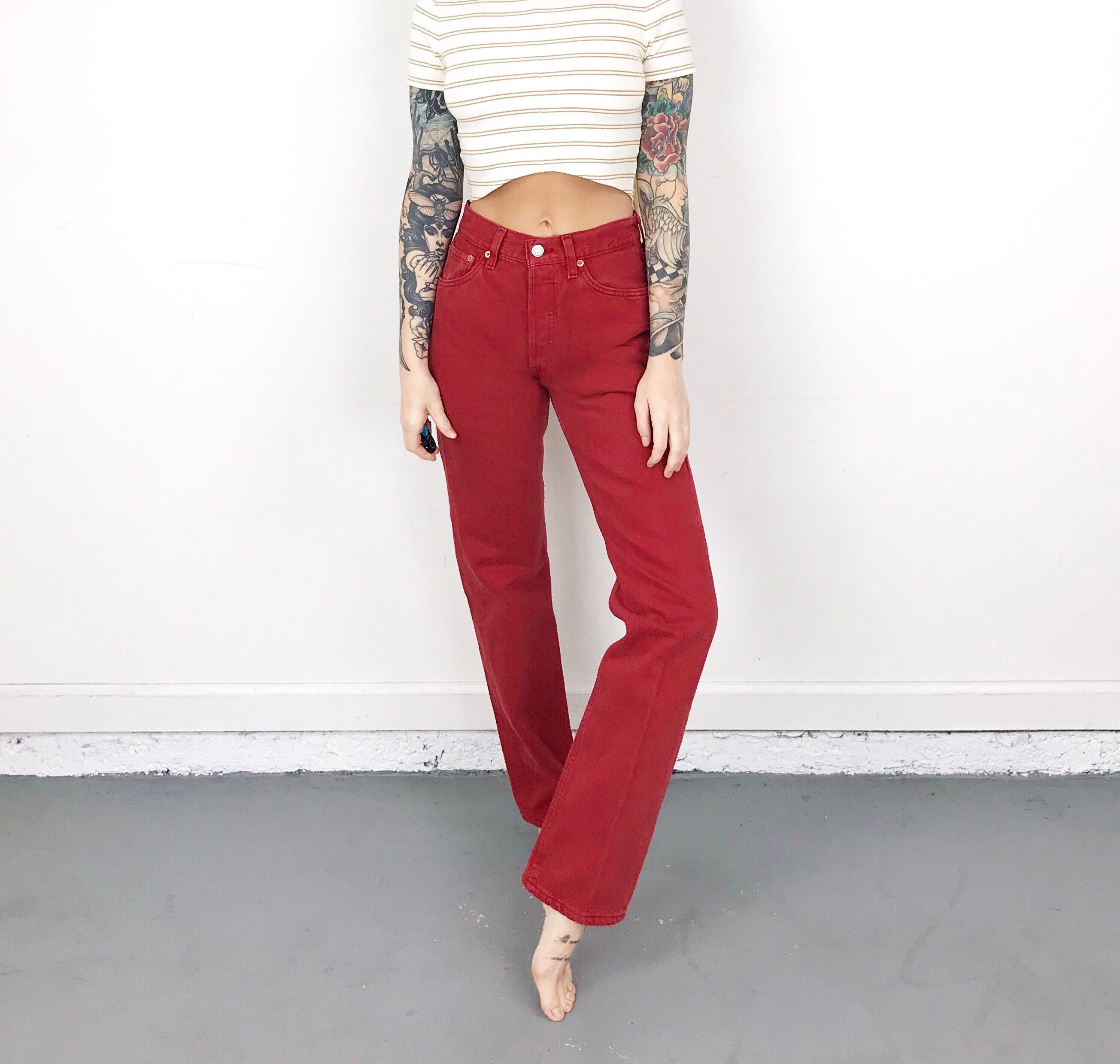 Levi's 501 Red Jeans / Size 25