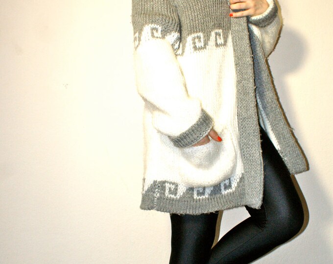 Vintage Nordic Oversized Eskimo Winter Cardigan Sweater - Etsy