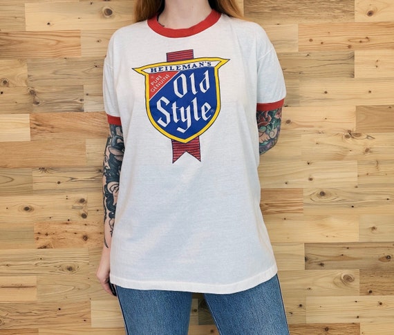 70's Vintage Heileman's Old Style Beer Ringer Tee Shi… - Gem