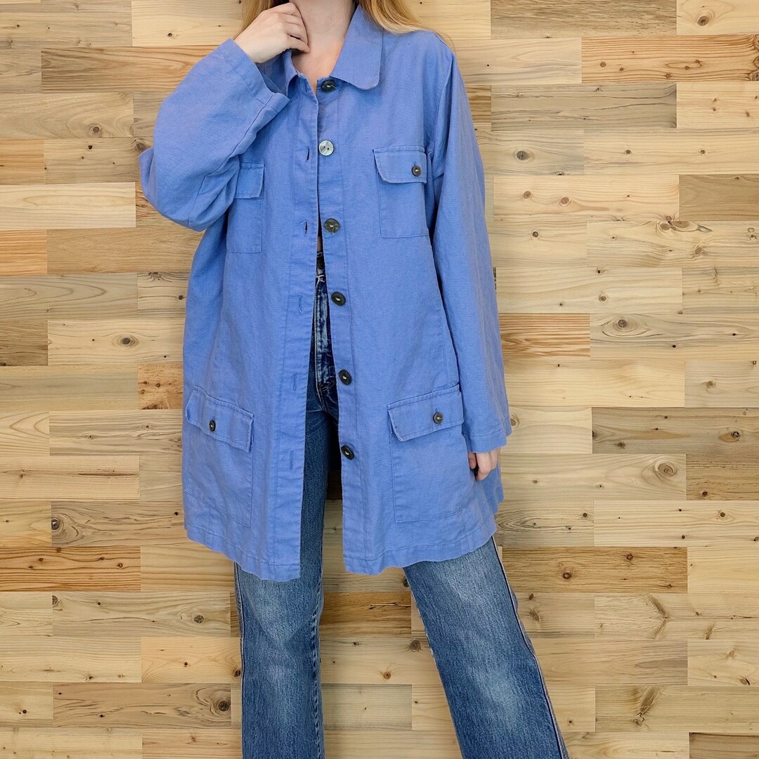 Vintage Periwinkle Linen Button Front Chore Coat Jacket - Etsy