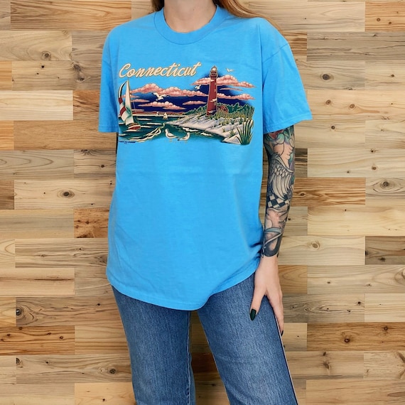 90's Connecticut Harbor Lighthouse Tee Shirt - Gem