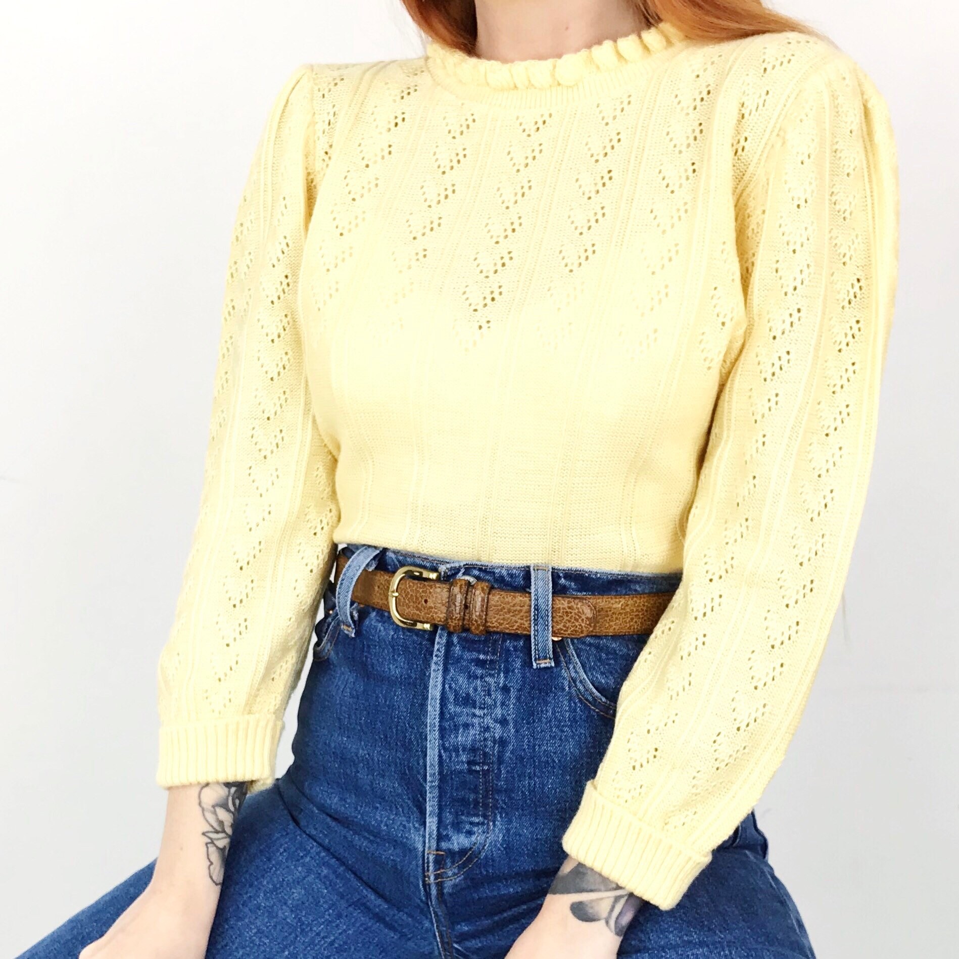 70's Yellow Knit Pullover Sweater
