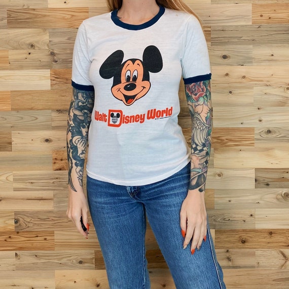 70's Walt Disney World Mickey Mouse Ringer Tee Shirt - Gem