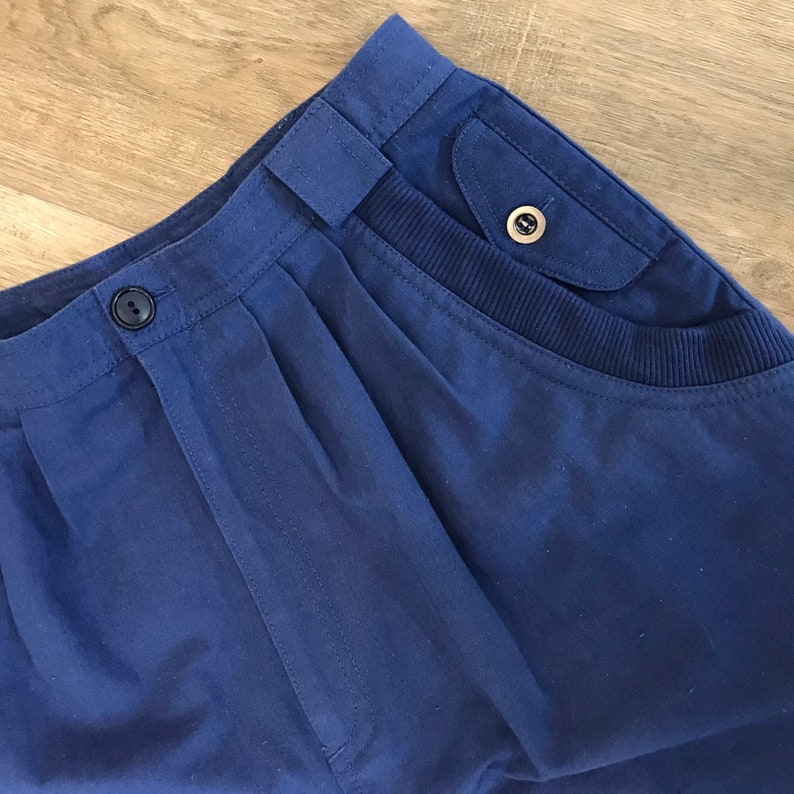 Vintage High Rise Blue Pleated Shorts / Size 26 27 - Etsy