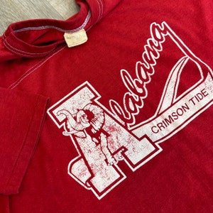 1970's Vintage University of Alabama Crimson Tide Jersey Style Tee ...