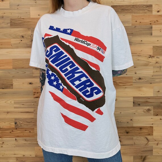 1994 Vintage World Cup USA Soccer Snickers Tee Shirt … - Gem