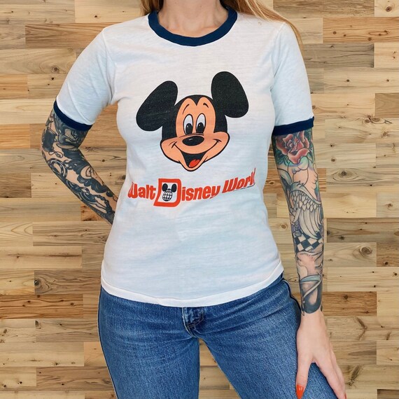 70's Walt Disney World Mickey Mouse Ringer Tee Shirt - Gem
