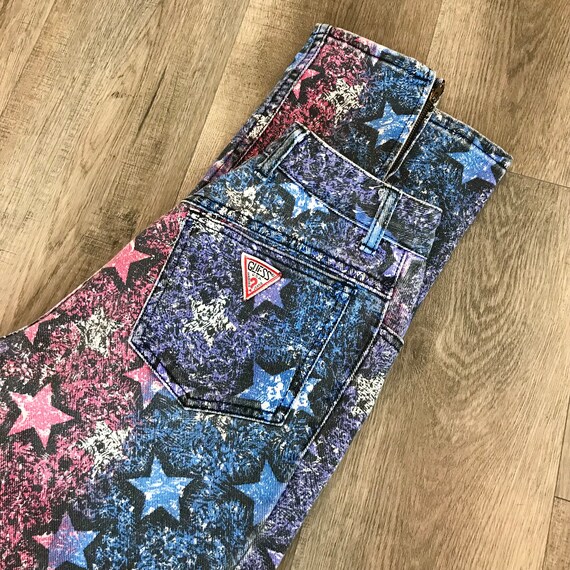 RARE Guess Vintage Stars Print Jeans / Size 24 XS - Gem