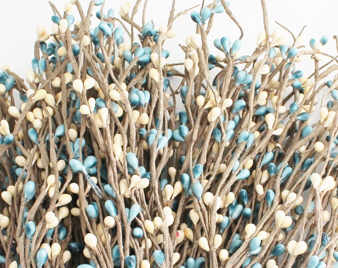 Blue & Yellow Pip Berry Picks | Fake Berries for Crafts | Artificial ...