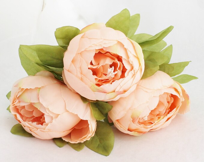 ONE Peach Peony Stem Wedding Peony DIY Bouquet Filler Millinery Flowers ...