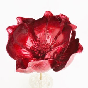 Vintage Deep Red Magnolia Stem - Jumbo 90s Fake Magnolia Wreath Filler ...