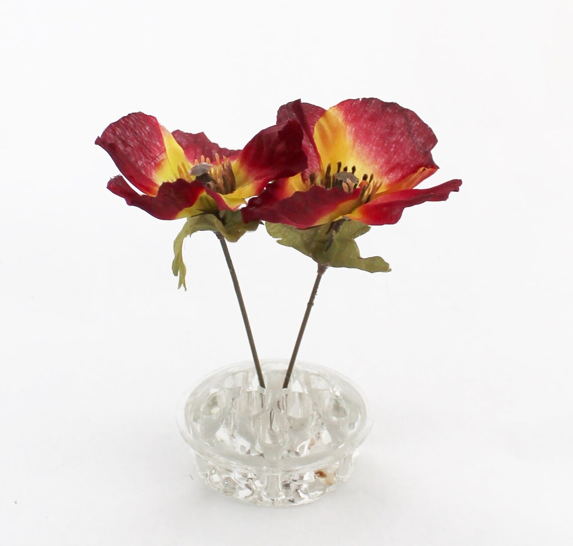 TWO BARGAIN Red Poppy Stems Artificial Poppy Millinery | Etsy