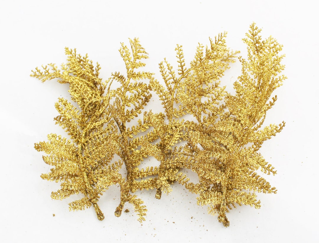 Glitter Gold Fern Leaf | Artificial Fern | Gold Leaf Filler | Millinery ...